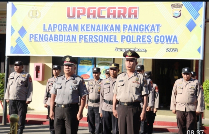 Pimpin Upacara Korps Raport Kenaikan Pangkat Pengabdian, Ini Pesan Kapolres Gowa - Star7Tv.Com