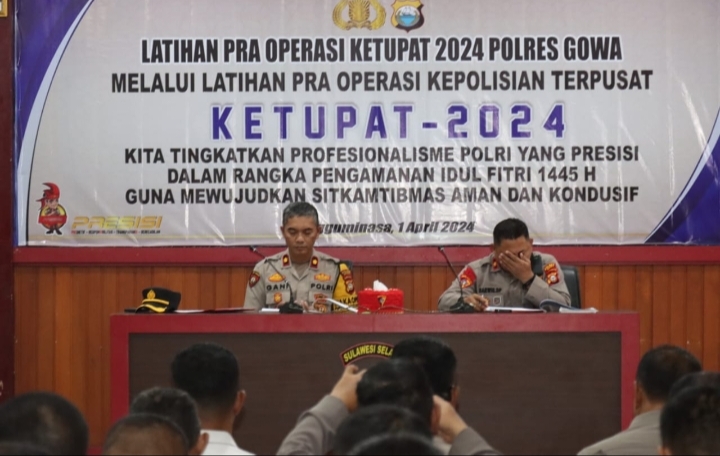 Wakapolres Gowa Pimpin Latihan Pra Operasi Ketupat 2024 Polres Gowa - Star7Tv.Com
